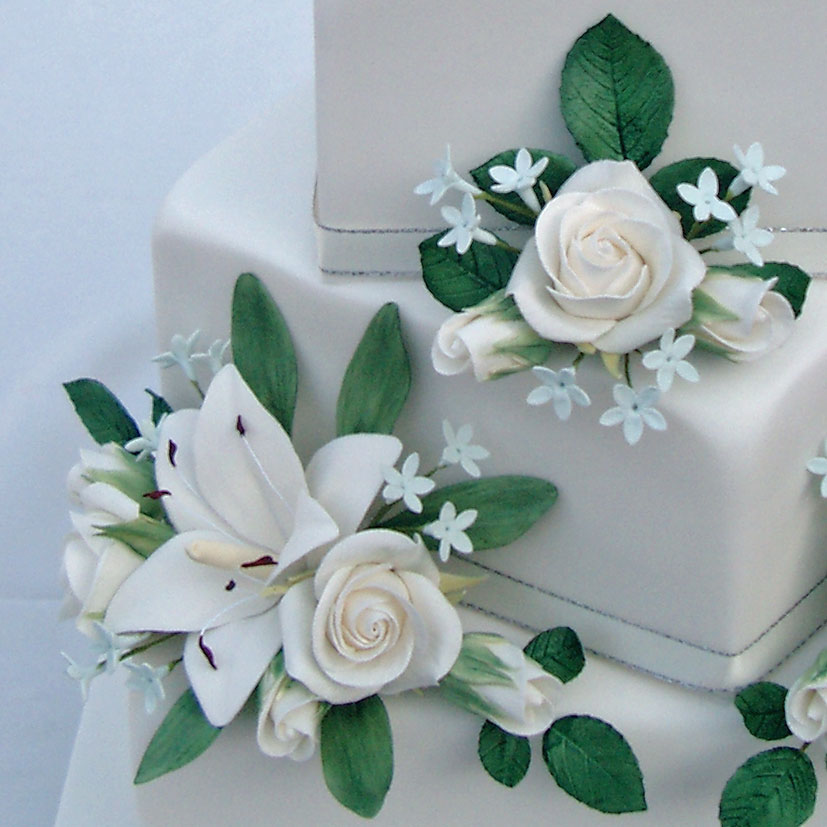 Square Wedding Cakes With Pearls